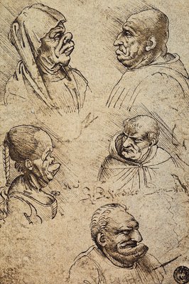 Five Grotesque Heads by Leonardo da Vinci: Fine art print