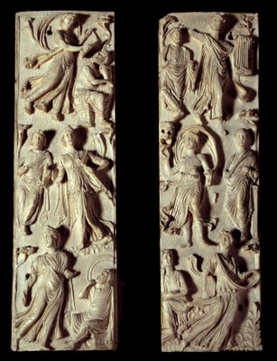 Ancient Rome: Carved Ivory Diptych Representing Six Muses and Six Poets ...