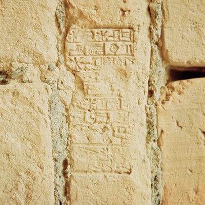 Cuneiform script on a palace wall by Sumerian