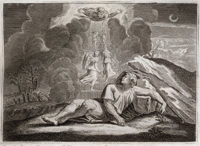 Bible of Royaumont, Old Testament: Jacob's Ladder. Jacob fleeing Esau's ...