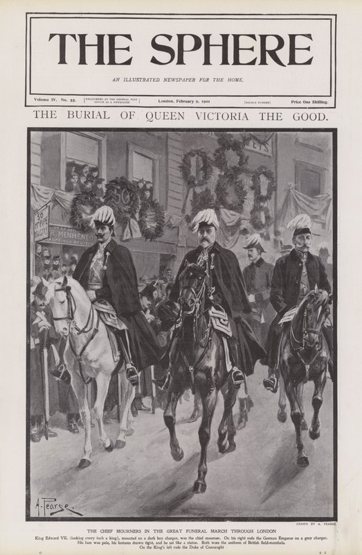 The chief mourners at the funeral procession of Queen Victoria through ...