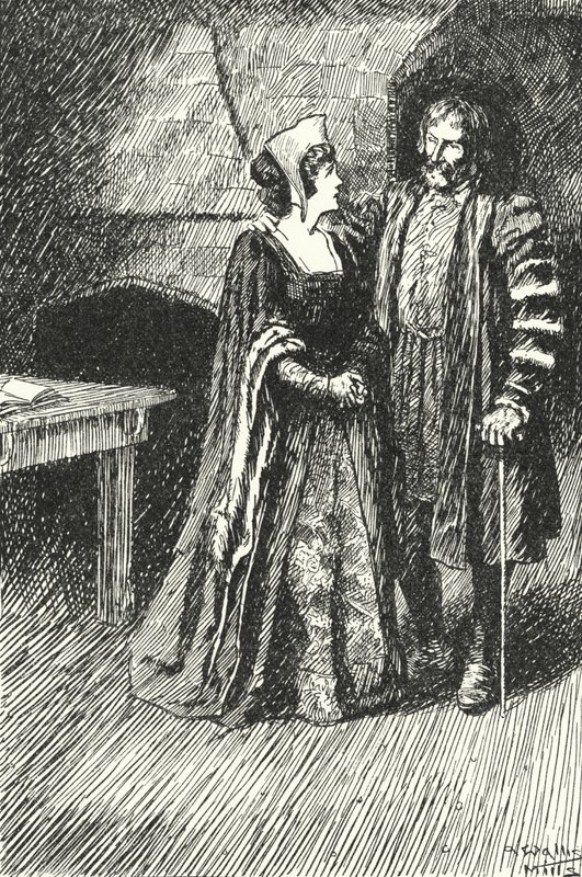 Margaret Roper, eldest daughter of Sir Thomas More, visiting her father ...