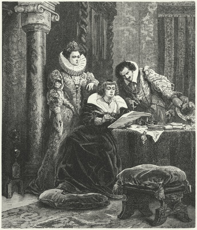 Maria de' Medici in consultation with Concino Concini and Leonora Dori