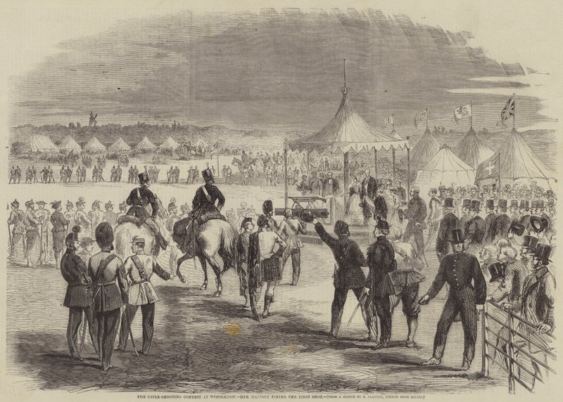 The Rifle-Shooting Contest at Wimbledon, Her Majesty Firing the First Shot