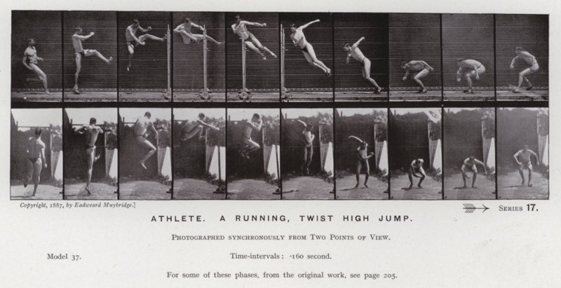 The Human Figure in Motion: Athlete, a Running, Twist High Jump