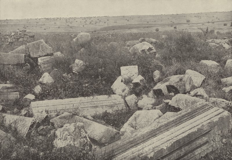 Ruins of the synagogue at Capernaum, where Christ healed the man with ...