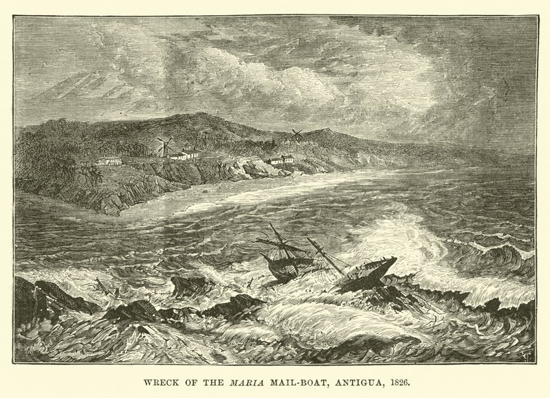 Wreck of the Maria Mail-boat, Antigua, 1826