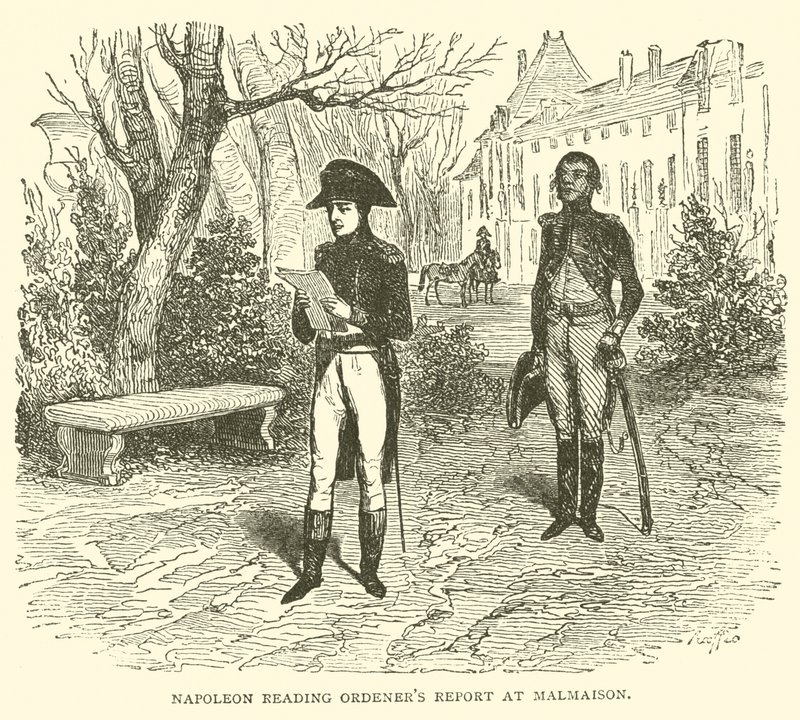 Napoleon reading ordener's report at Malmaison