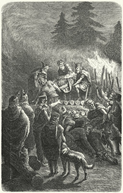 Suebi funeral in ancient Germany by Heinrich Leutemann