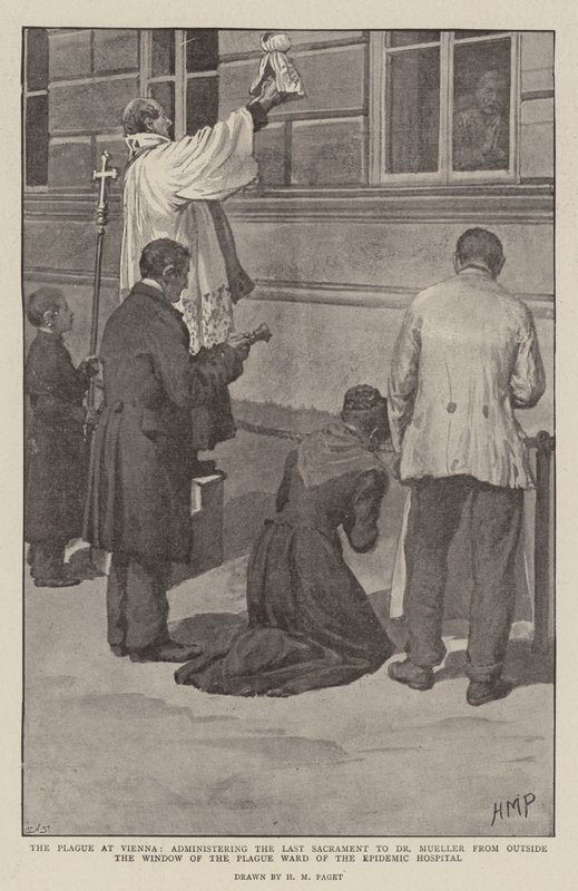 The Plague at Vienna, Administering the Last Sacrament to Dr. Mueller ...