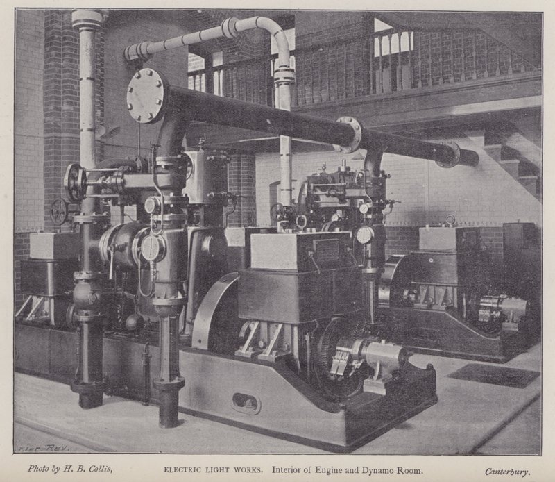 Interior of engine and dynamo room, Electric Light Works, Canterbury, Kent