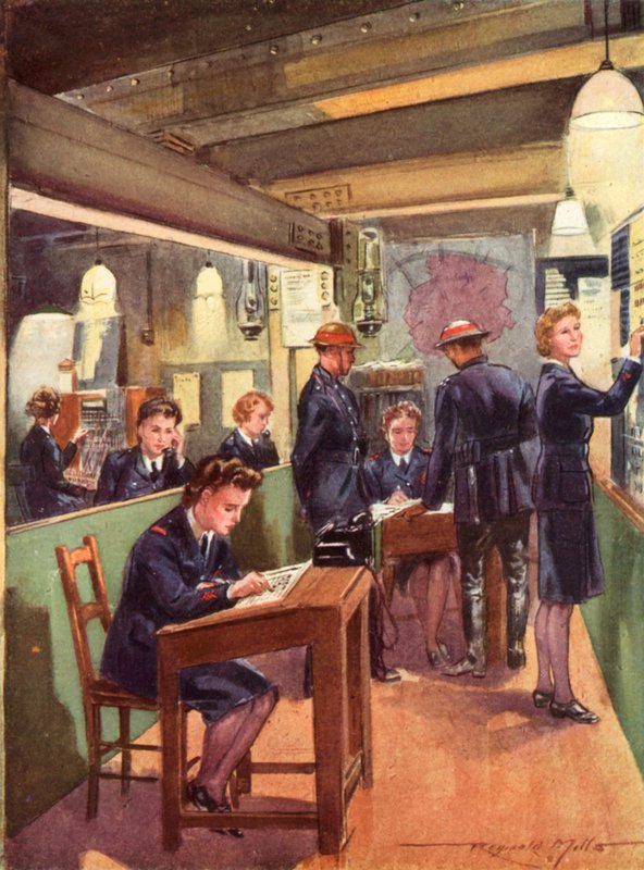 Control room of the wartime British National Fire Service, World War II