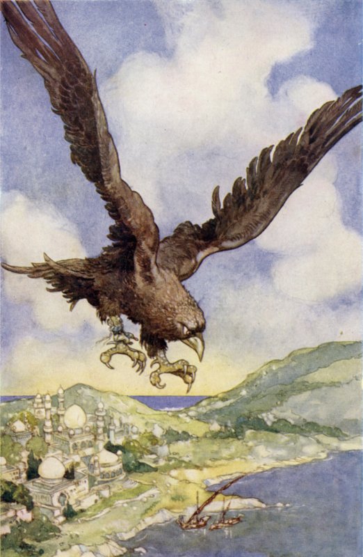A Giant Bird Called a Roc by René Bull: Fine art print