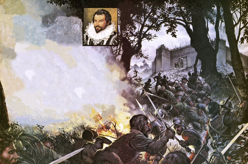 Sir Walter Raleigh's Men Attacking a Spanish Fort