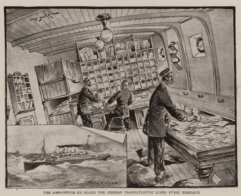 The Post-Office on Board the German Transatlantic Liner Furst Bismarck