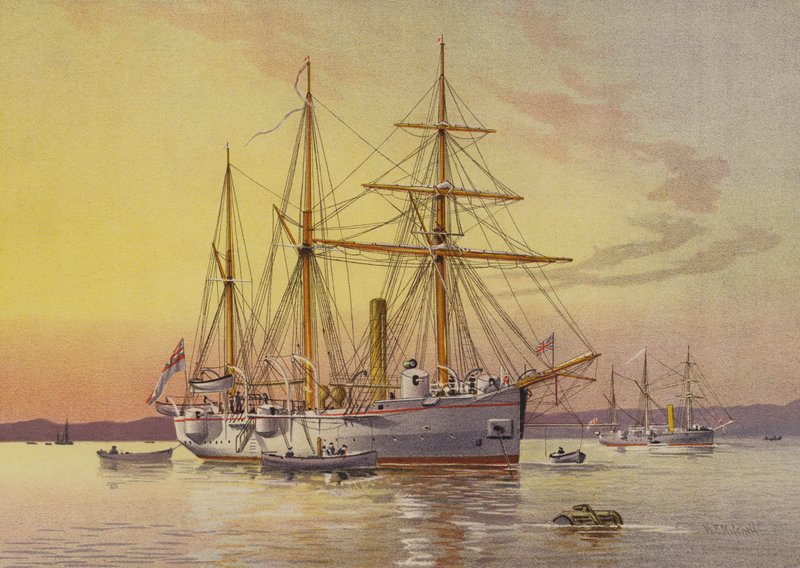 HMS Bramble, 1st class gunboat by William Frederick Mitchell