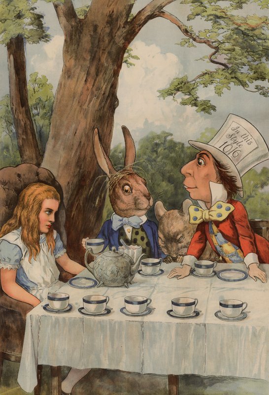Poster depicting The Mad Hatter's Tea Party from Alice In Wonderland